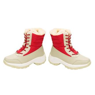 Holibanna Bottes de Neige Chaudes pour Femmes &agrave; Lacets Doubl&eacute;es de Fausse Fourrure Semelle Antid&eacute;rapante en Caoutchouc Hauteur Moyenne Couleur Rouge Taille 40 p