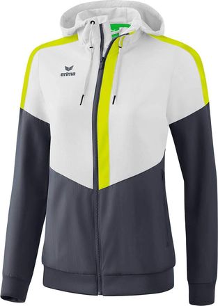 Erima Damen Squad Tracktop Jacke mit Kapuze (1032021), weiß/slate grey/bio lime, 34