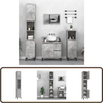 vidaXL Badschrank Betongrau 30x30x190 cm Holzwerkstoff - Badezimmermöbel - Holzwerkstoff - Badschrank - Spiegelschrank - Unterschrank
