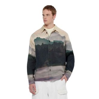 Scotch & Soda Mens Relaxed fit Printed Twill Overshirt Jacket, Blur Lakehouse, XL