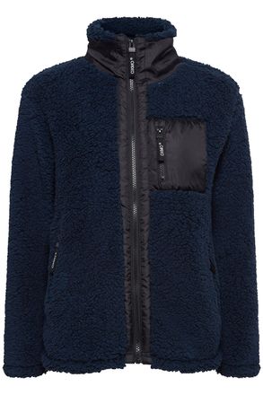 Oxmo Ellin Sweatjacke Damen Jacke mit Teddyfutter au&szlig;en kurz mit Stehkragen, Gr&ouml;&szlig;e:L, Farbe:Total Eclipse (194010)