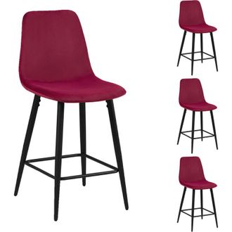 M&S Collection M&s - Lot de 4 chaises de bar 42x51,5x98 cm en velours bordeaux - poksi