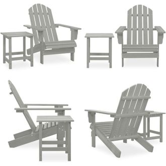 vidaXL Adirondack-Gartenstuhl mit Tisch Massivholz Tanne Grau - Holz Gartenstuhl - Outdoor M&ouml;bel - Esszimmerset - Balkonm&ouml;bel - Terrassenm&ouml;bel - Home &