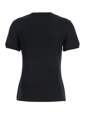 Dolce & Gabbana Womens Black Crewneck T-Shirt With Maxi Logo Cotton T-Shirts & Jerseys