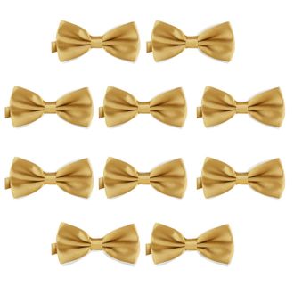 DonDon 10er Set Herren Fliege 12 x 6 cm gebunden und l&auml;ngenverstellbar messing