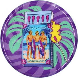 Gift Company Love Trays, Dekotablett, S, Motiv: Lucky Match, rund, lila 17,7x1x17,7cm