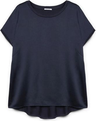 Fiorella Rubino Satin- und Jersey-Bluse - - Blouses & Shirts - Damen - Blau - S