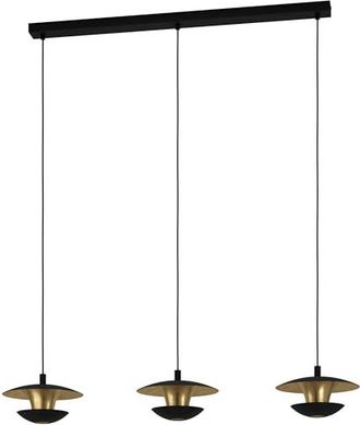 Eglo LED Pendelleuchte Nuvano, 3 flammige H&auml;ngelampe, H&auml;ngeleuchte aus Metall in Schwarz, Gold, Esstischlampe, LED Wohnzimmerlampe h&auml;ngend mit GU10 Fassung