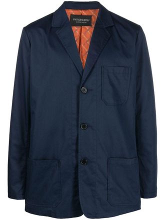 Viktor & Rolf blazer boutonn&eacute; &agrave; revers crant&eacute;s - Bleu
