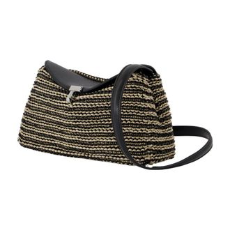 Toteme Womens T-Lock Pouch Shoulder Black Calfskin