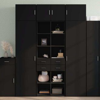 vidaXL Buffet haut noir 70x42,5x185 cm bois ding&eacute;nierie - Vidaxl