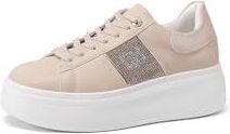 Queen Helena Baskets Platform Baskets avec strass pour femme X32-9, beige, 40 EU