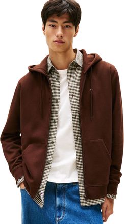 Tommy Jeans Herren Hoodie mit Rei&szlig;verschluss Flag Zip Thru mit Kapuze, Braun (Rich Brown), 4XL