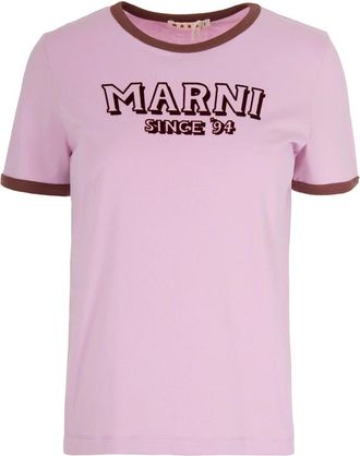 Marni Femme, Tops, Violet, Taille: 34 FR T-shirt rosa bordi in contrasto