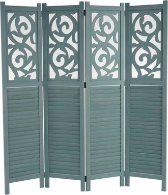 Mendler Paravent Istanbul, Raumteiler Trennwand Sichtschutz, Ornamente - 170x160cm, grün