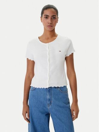 Tommy Jeans Bluse DW0DW20377 Wei&szlig; Slim Fit