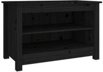 Les Tendances Banc &agrave; chaussures en bois massif Klouda - &Eacute;l&eacute;gant et fonctionnel 70 cm-Noir-Largeur 70 cm