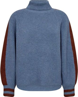 Co'Couture Femme, Pulls, Bleu, Taille: 44 FR Pull &agrave; col roul&eacute; c&ocirc;tel&eacute;