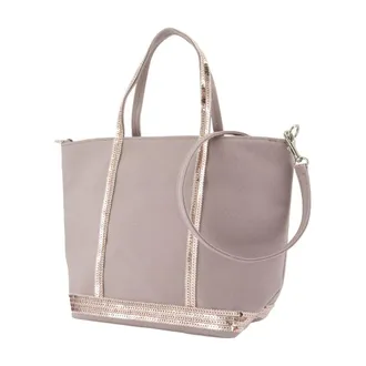 Vanessa Bruno Womens Beaded Canvas Tote Beige Cotton