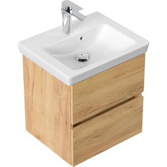 Magnolia Home Badm&ouml;bel mit Villeroy und Boch Subway 2.0 Waschbecken 50 cm eiche gold