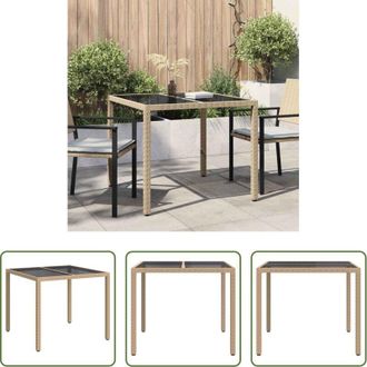 vidaXL Poly-Rattan - Gartentisch Beige 90 x 90 x 75 cm Poly-Rattan