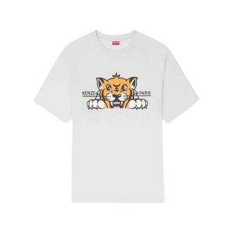 Kenzo Happy Tiger Oversize T-Shirt - - Tops - Herren - Wei&szlig; - XS