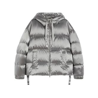Max Mara Kurze Daunenjacke aus schimmerndem Satin - - Jackets - Damen - Grau - XS