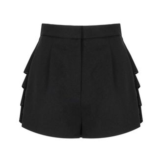 Elisabetta Franchi Gabardine-Shorts mit R&uuml;schen - - Shorts - Damen - Schwarzk - S
