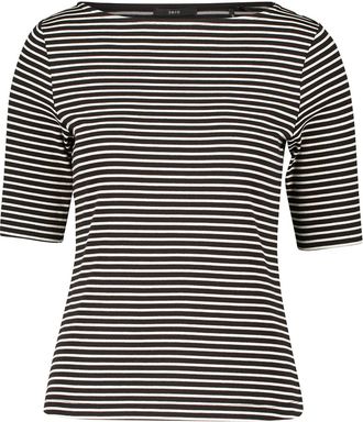 Zero Damen Ringelshirt mit U-Boot Ausschnitt 36, BlackCream