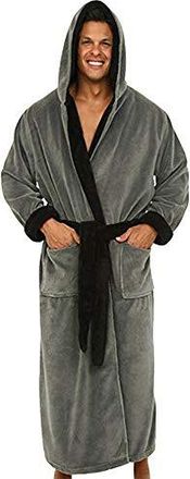 ZYUEER Peignoir De Bain Homme Grande Taille, Hiver Longue Mode Pas Cher (XXXXL, Gris)