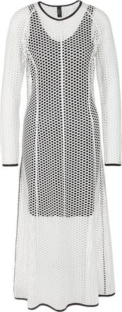 Marc Cain Femme, Robes, Blanc, Taille: 42 FR Robe en filet avec détail passepoilé