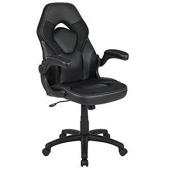 Flash Furniture X10 Gaming-Stuhl, ergonomischer Bürostuhl für PC- und Gaming-Setups, verstellbarer Gamer-Stuhl mit Rückenunterstützung, LeatherSoft, Schwarz