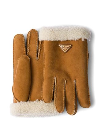 Prada gants en daim - Marron