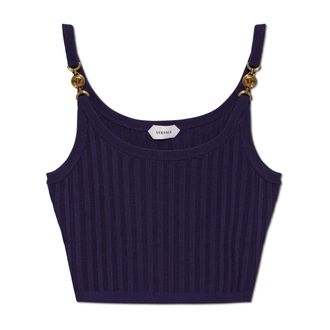 Versace Stretch Viskose Mesh Rippstrick-Top - - Tops - Damen - Lila - S