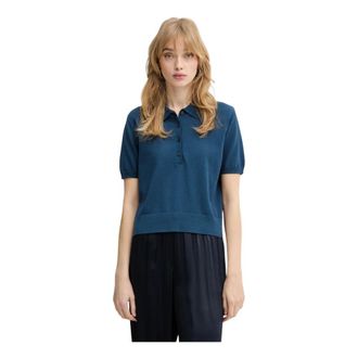 Patrizia Pepe Femme, Tops, Bleu, Taille: 40 FR Polo en maille l&eacute;g&egrave;re