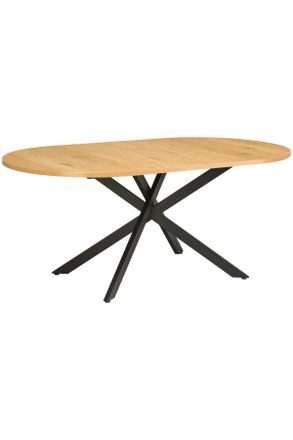 MID.YOU Mid.you Esstisch, Schwarz, Eiche, Metall, Holzwerkstoff, oval, Flachrohr, 100x75x180 cm, Esszimmer, Tische, Esstische, Esstische oval