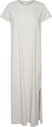 Kaffe Kleid KAcelina Damen Kleid Rundhals Maxi Kurzarm Casual Basic Freizeitkleider S, Light Grey Melange