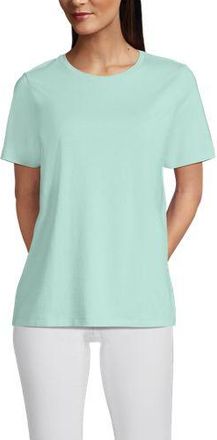 Lands End Supima Kurzarm-Shirt mit rundem Ausschnitt, Damen, Gr&ouml;&szlig;e:48-50 regular, Blau, Baumwolle, by Lands End
