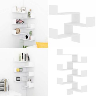 vidaXL &Eacute;tag&egrave;res murales dangle 2 pcs Blanc 40x40x50cm bois ing&eacute;nierie - Etagere Murale - &Eacute;tag&egrave;re Dangle - Rangement Mural - D&eacute;coration Murale - Meuble