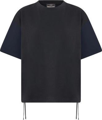 Herno Femme, Tops, Noir, Taille: 44 FR T-Shirt en Jersey Compact et Nylon Maestro