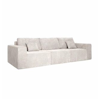Oviala Canap&eacute; modulable 3 places en tissu avec coussins &eacute;cru L 275 cm - Hector
