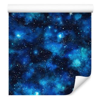 OEM Carta Da Parati Con Motivo Galassia Ad Acquerello, Composizione Armoniosa, Blu Navy, 50x1000 Cm