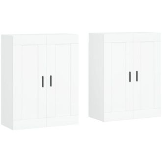 vidaXL Armoires murales 2 pcs blanc bois dingénierie Vidaxl