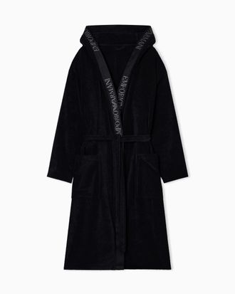 Emporio Armani Herren Sponge Bathrobe Bademantel, Schwarz, XL