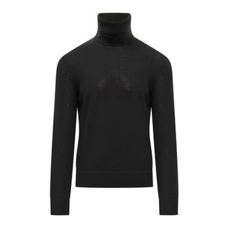 Tom Ford Homme, Pulls, Noir, Taille: 2XL Pull en Laine Mérinos Noir à Col Roulé