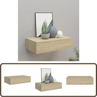 vidaXL Wandregal mit Schublade Eichen-Optik 40x23,5x10 cm mdf - Wand Regal - Regal Mit Schublade - Holz Regal - Eiche Optik - Wohnzimmer Möbel