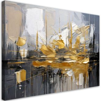 Artgeist Tableau d&eacute;co Abstraction tendance avec des accents gris et dor&eacute;s 90x60