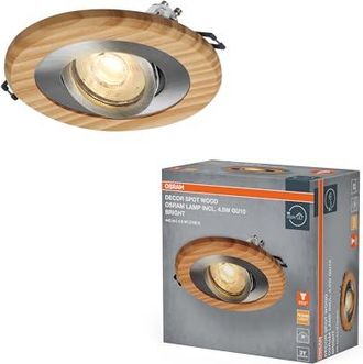 Osram Wood LED Spot GU10 Hell 4,5W Satin-Nickel Holz, Holz-Optik, Aluminium, Nat&uuml;rliche Materialkombi, 3er-Set