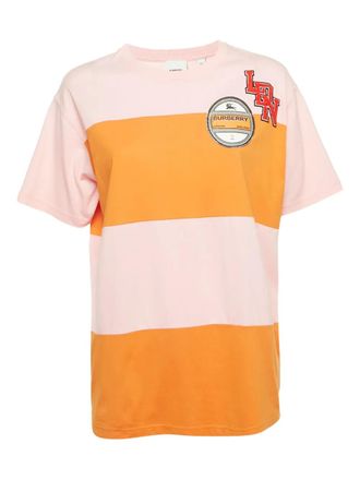 Burberry t-shirt ray&eacute; &agrave; logo appliqu&eacute; - Rose