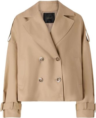 Pinko Pinko, Femme, Manteaux, Beige, Taille: 38 FR Trench-coat court crois&eacute; en m&eacute;lange de coton